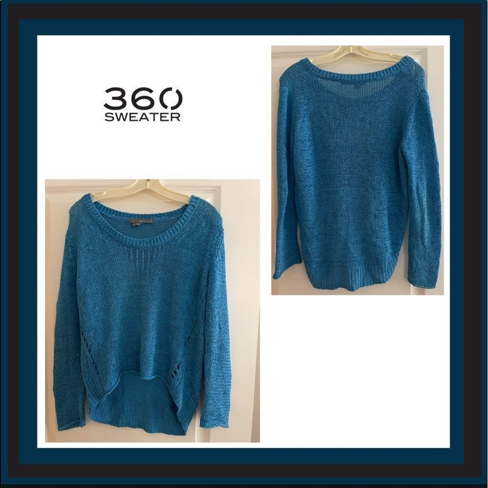 360 Sweater Linen Blend Side Detail Ocean Blue High-L… - Gem